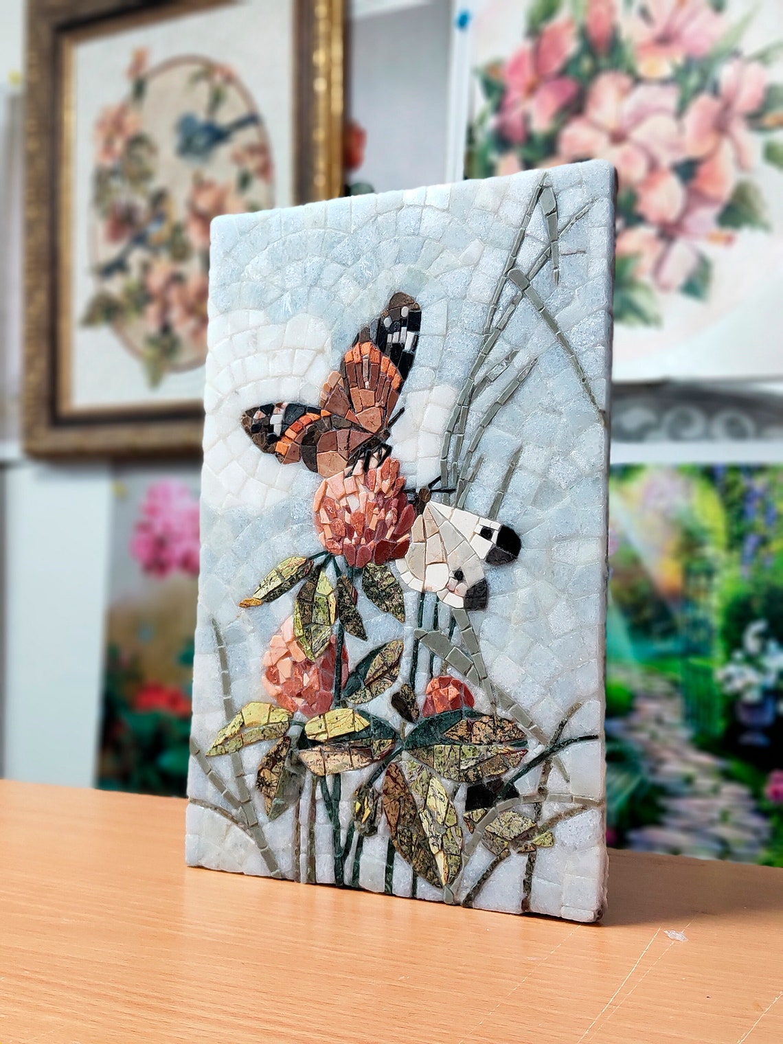 Handmade Marble Mosaic Butterflies, Roman Style Wall Art - Etsy
