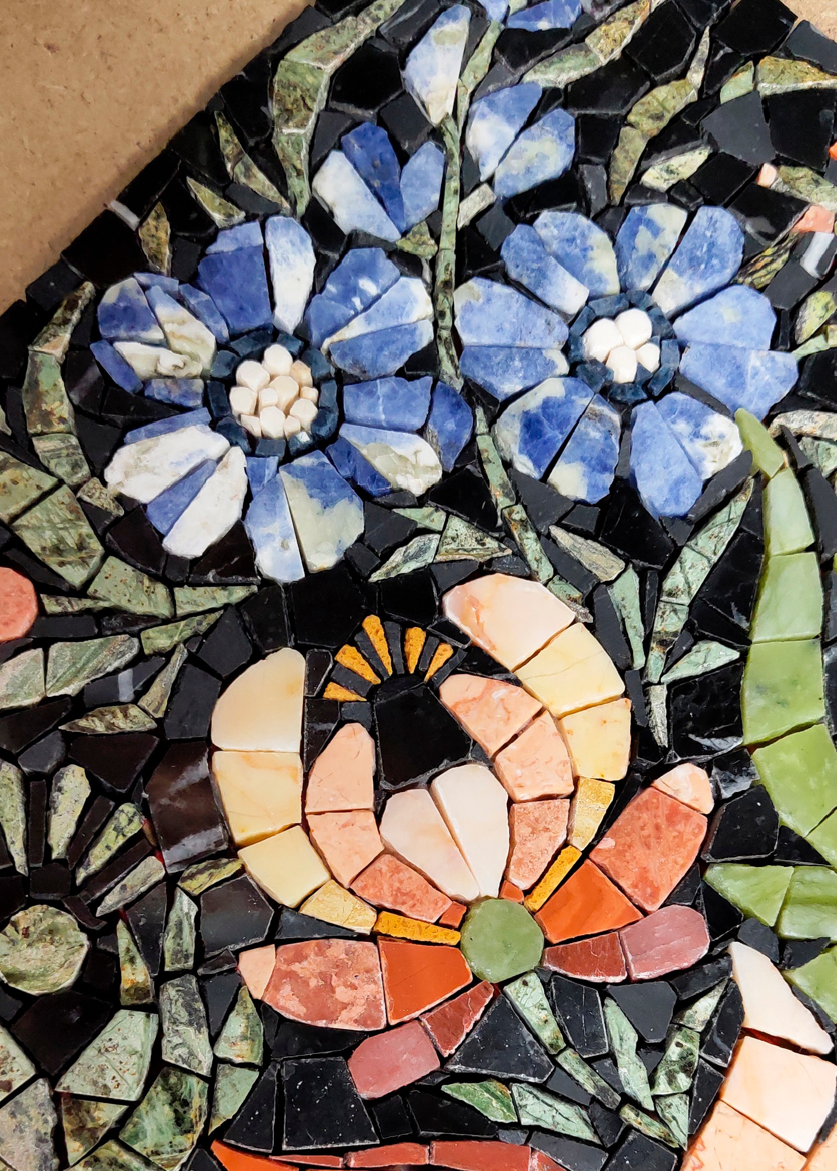 Ukrainian Petrykivka Floral Marble Mosaic Tabletop, Mosaic Tiles Coffee ...