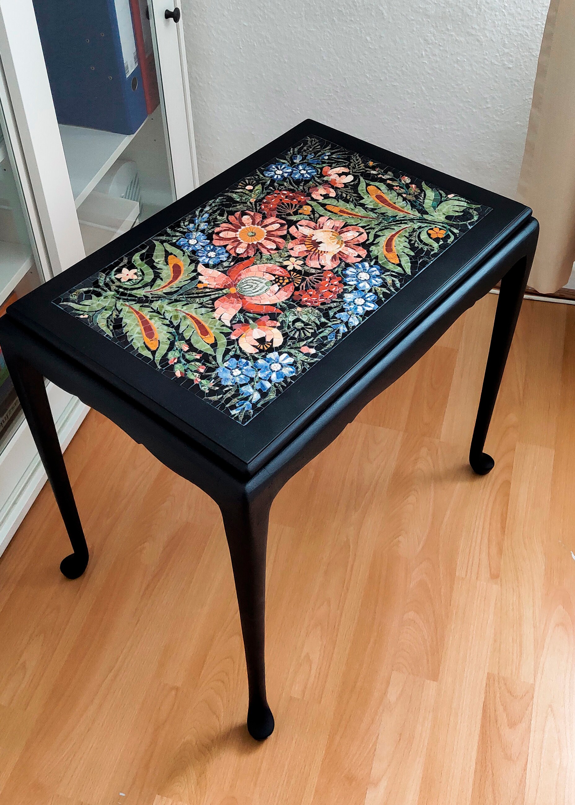 Ukrainian Petrykivka Floral Marble Mosaic Tabletop, Mosaic Tiles Coffee ...