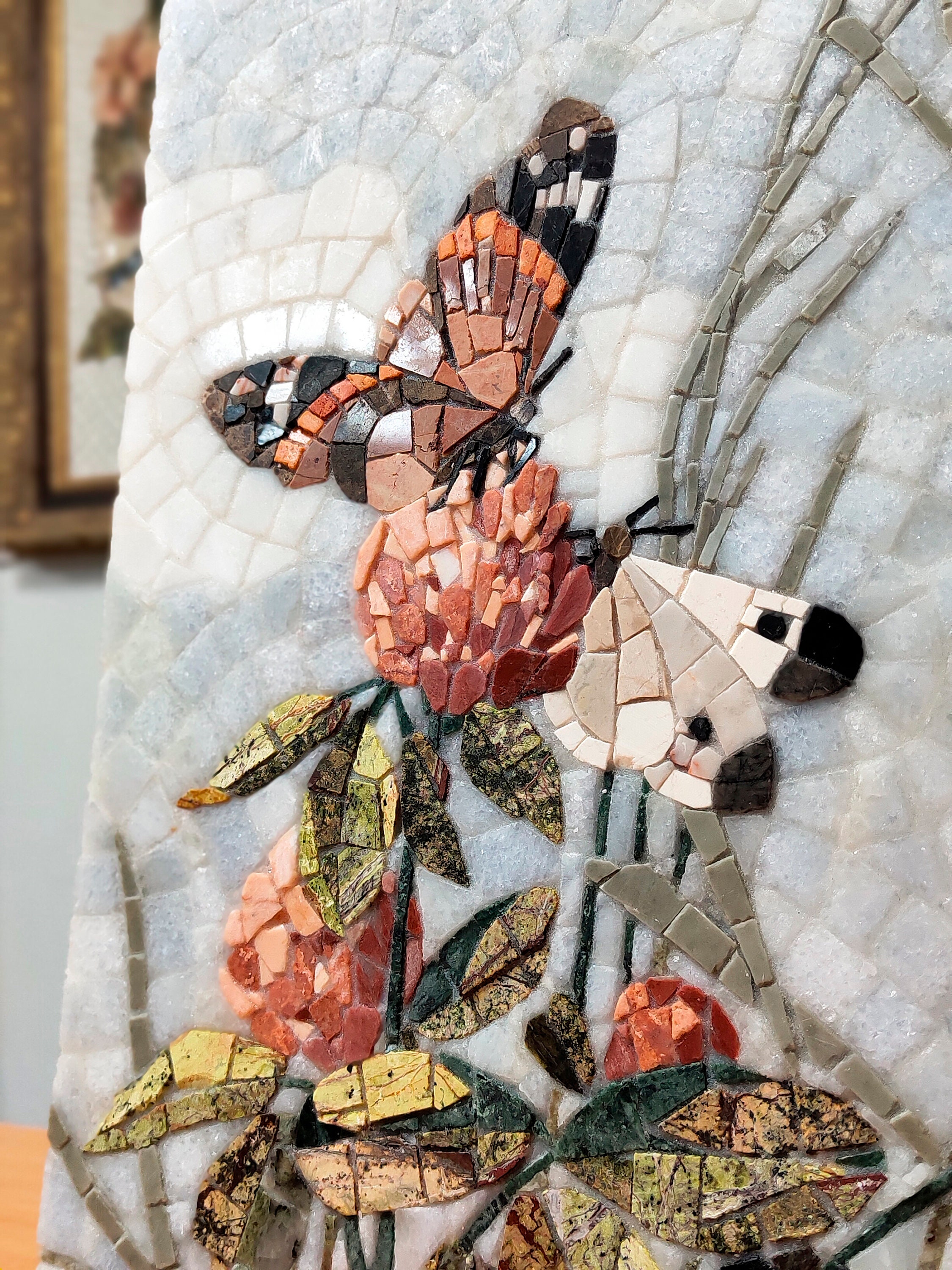 Marble Mosaic Handmade, Mosaic Butterflies, Painting Butterflies ...