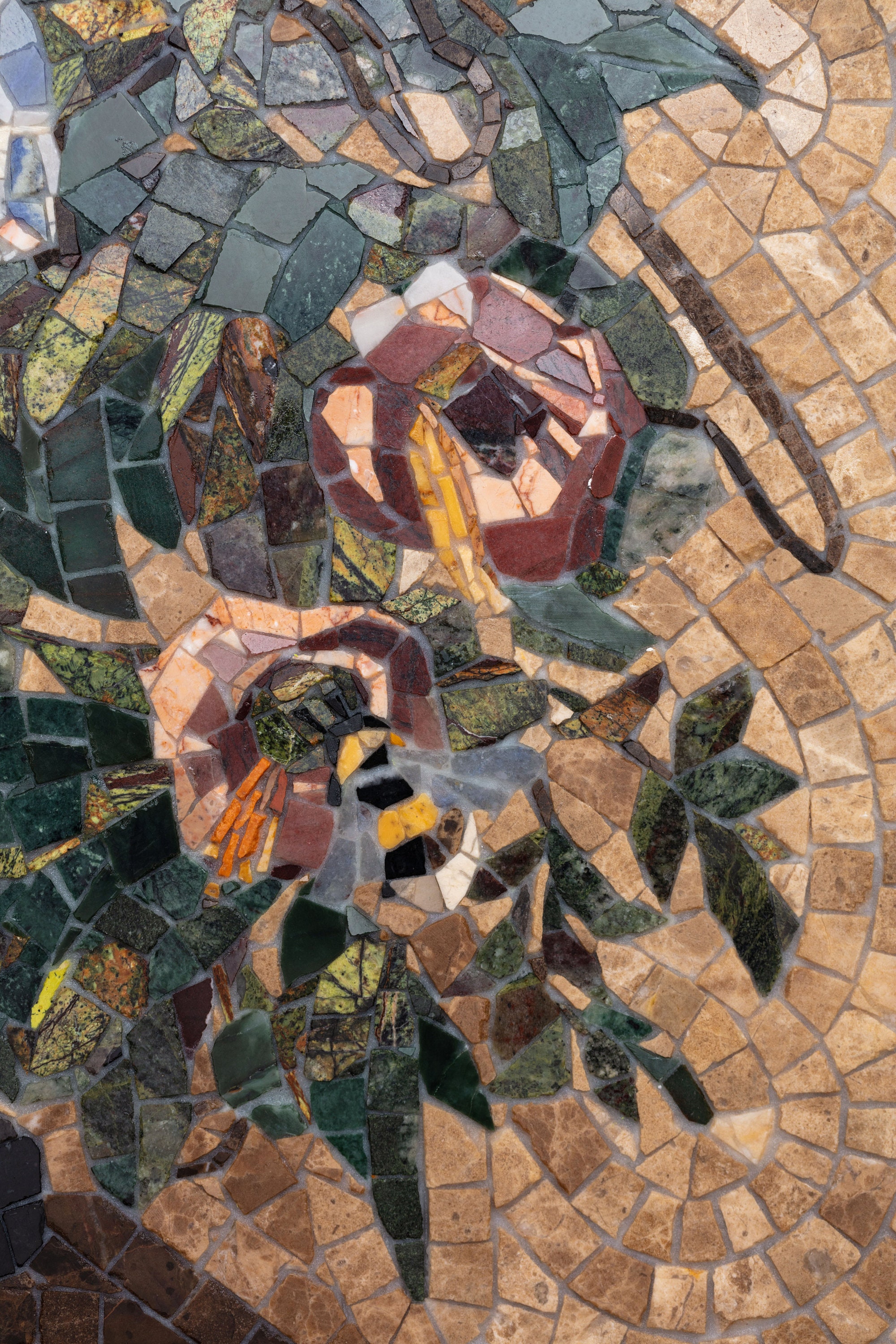 Roman Marble Mosaic Flowers Roses Stillife in Vase Decorative Tiles ...