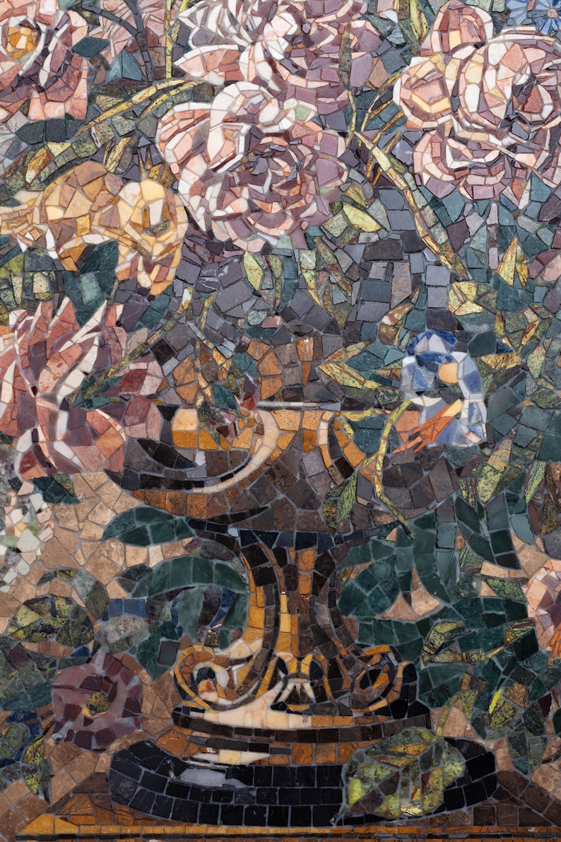 Roman Marble Mosaic Flowers Roses Stillife in Vase Decorative Tiles ...