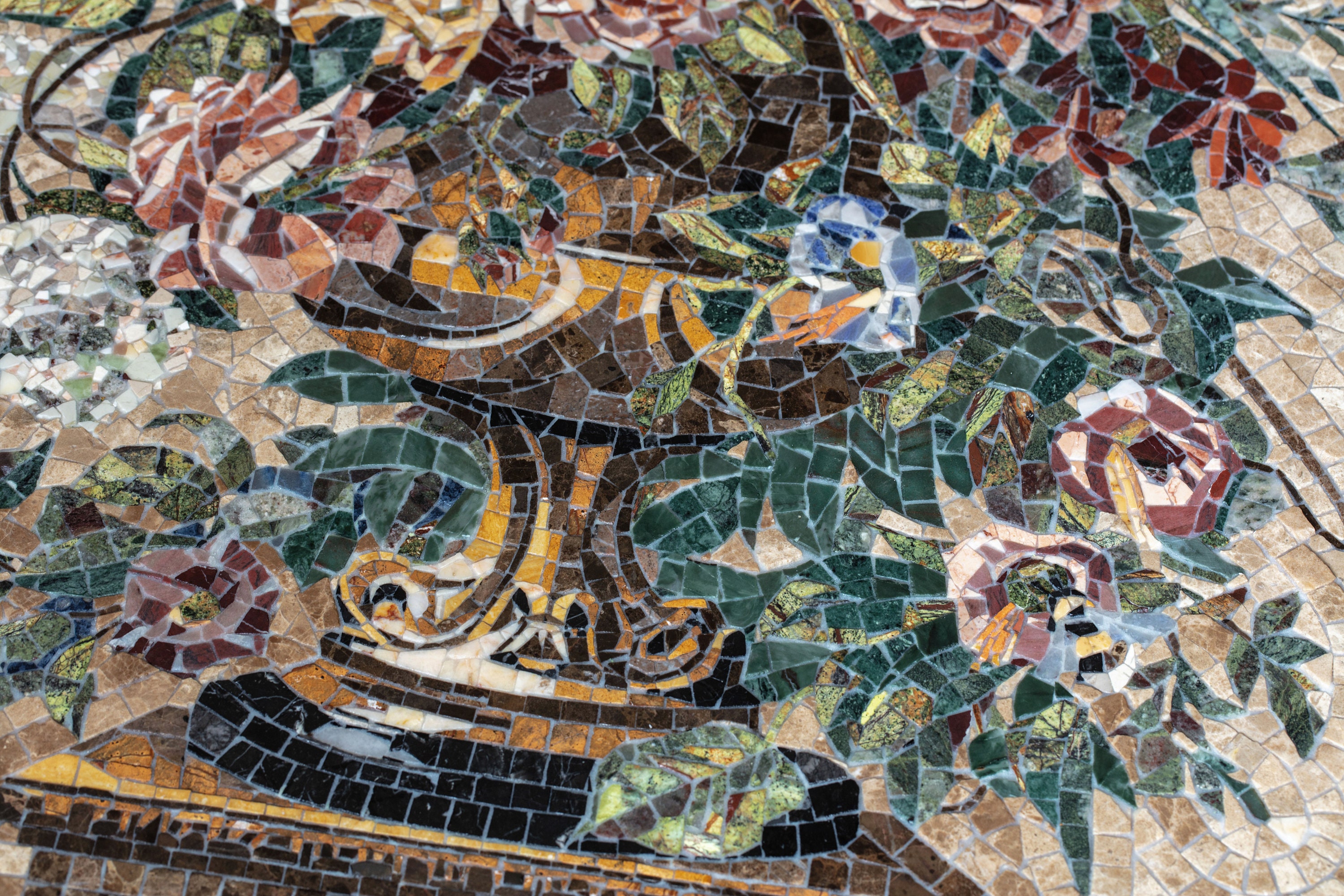 Roman Marble Mosaic Flowers Roses Stillife in Vase Decorative Tiles ...