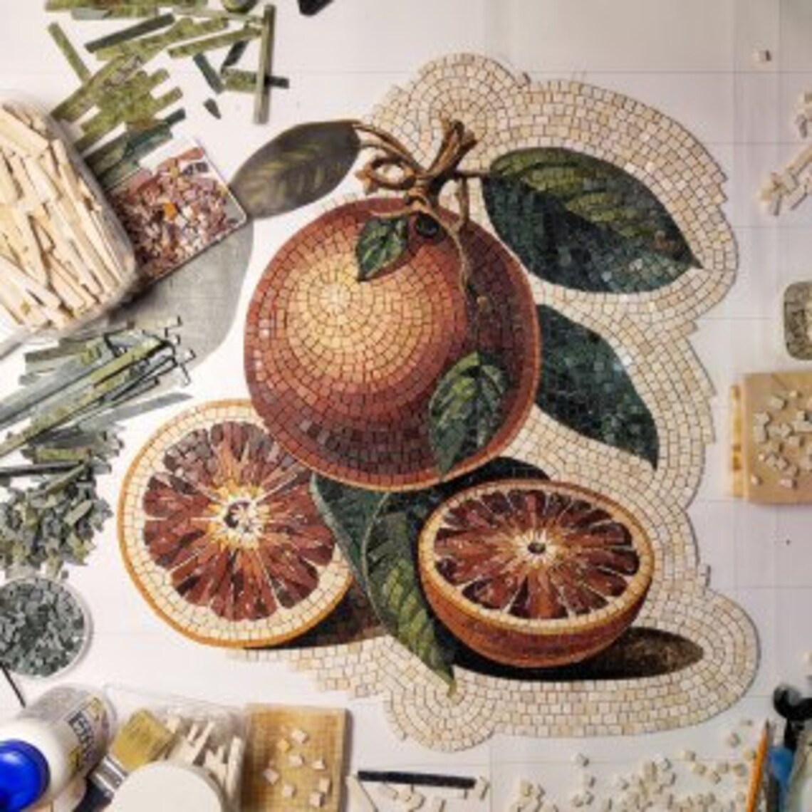 Floor Marble Mosaic Tiles Blood Oranges - Etsy