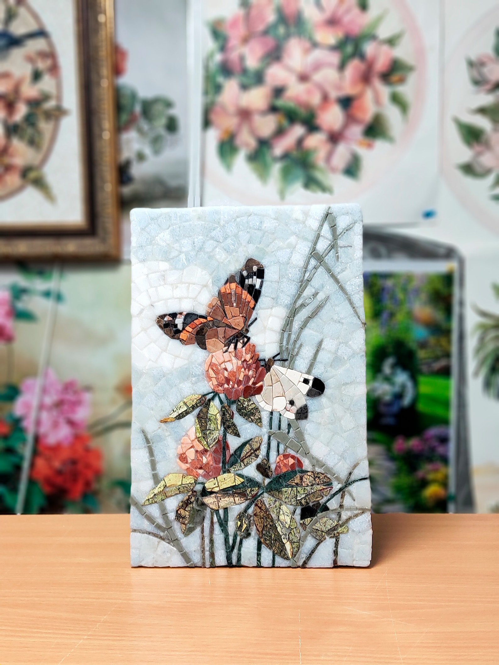 Handmade Marble Mosaic Butterflies, Roman Style Wall Art - Etsy