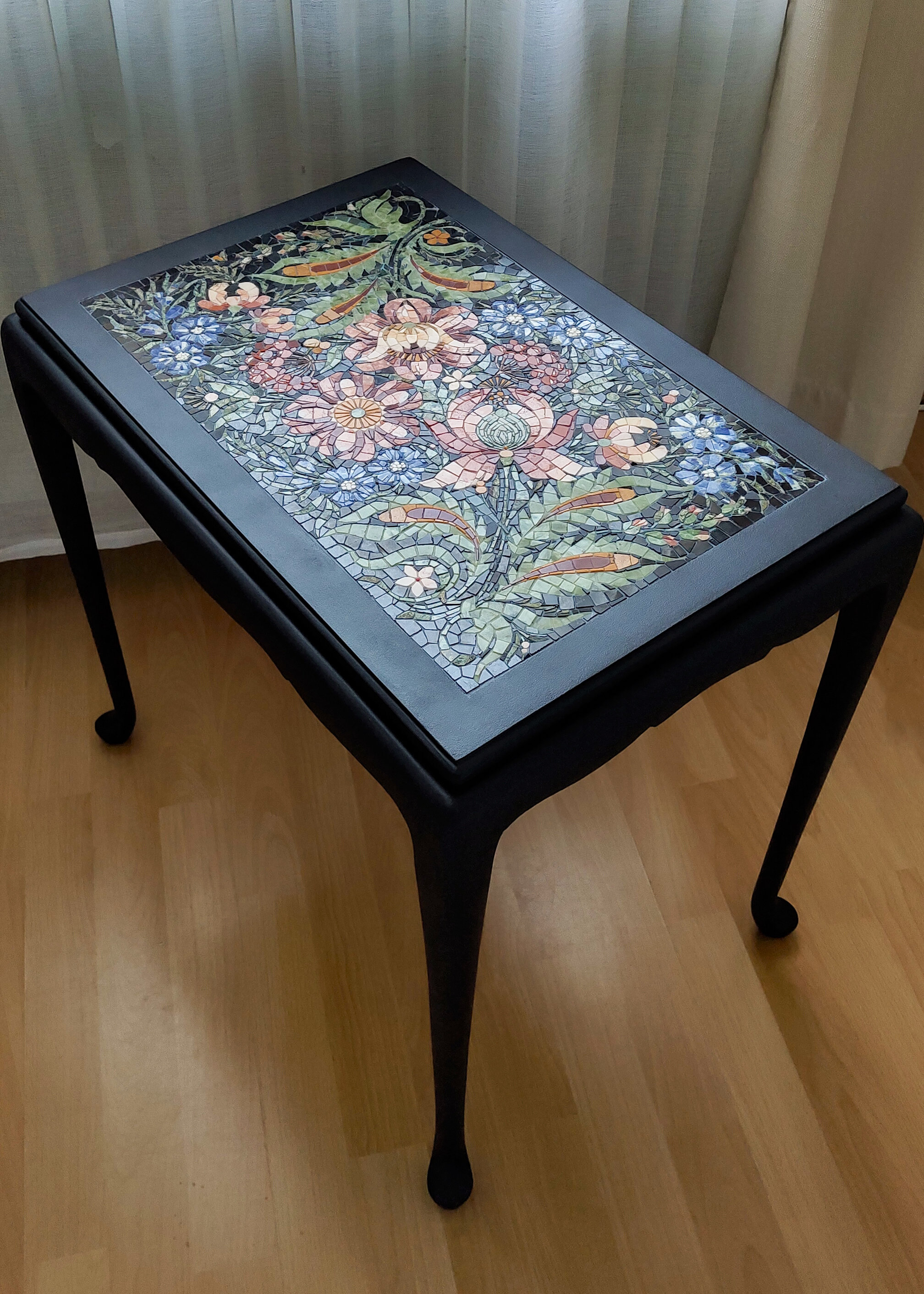 Ukrainian Petrykivka Floral Marble Mosaic Tabletop, Mosaic Tiles Coffee ...