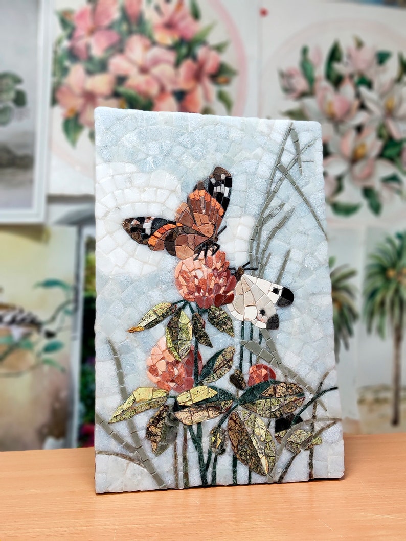 Handmade Marble Mosaic Butterflies, Roman Style Wall Art - Etsy