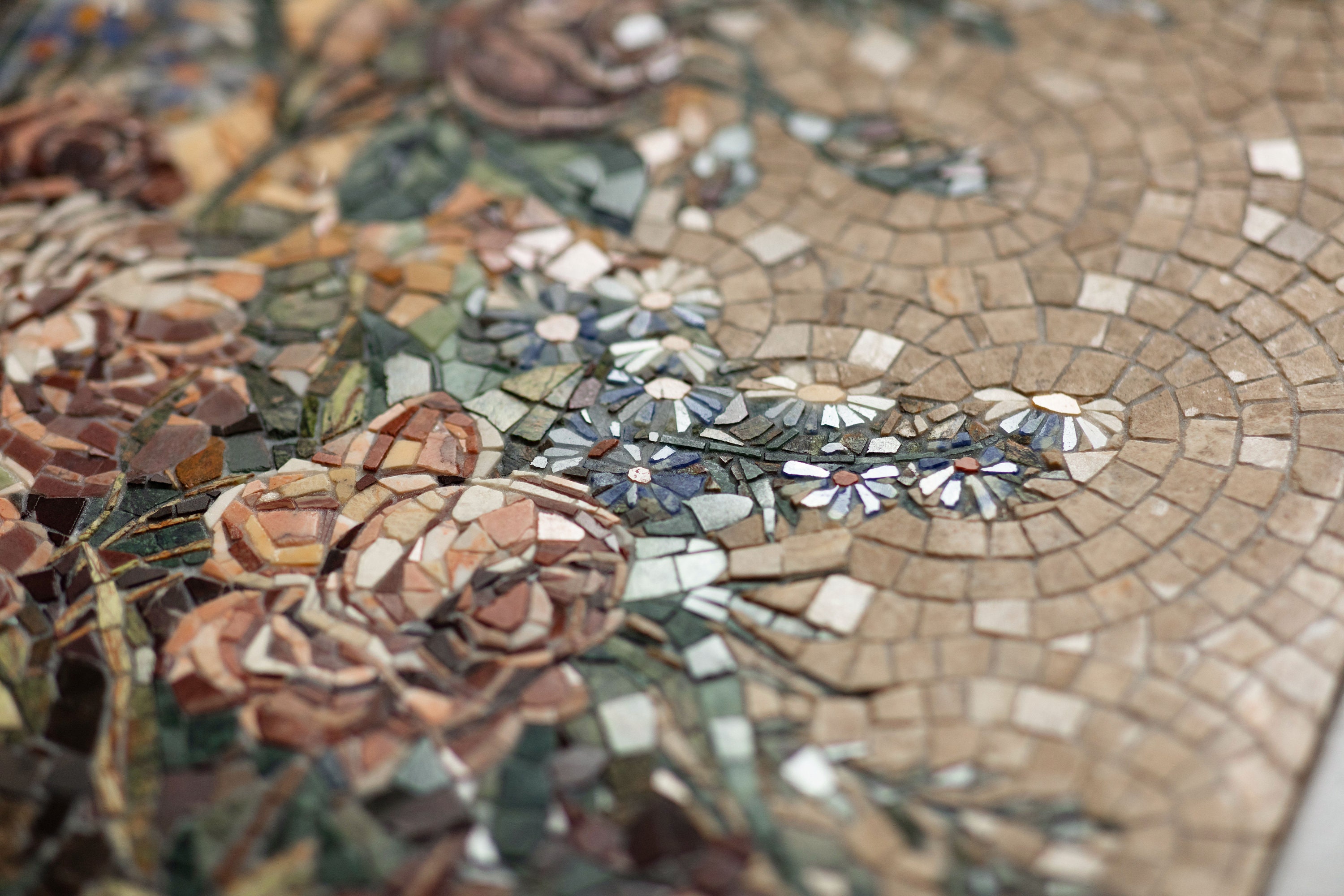 Roman Marble Mosaic Flowers Roses Stillife in Vase Decorative Tiles ...