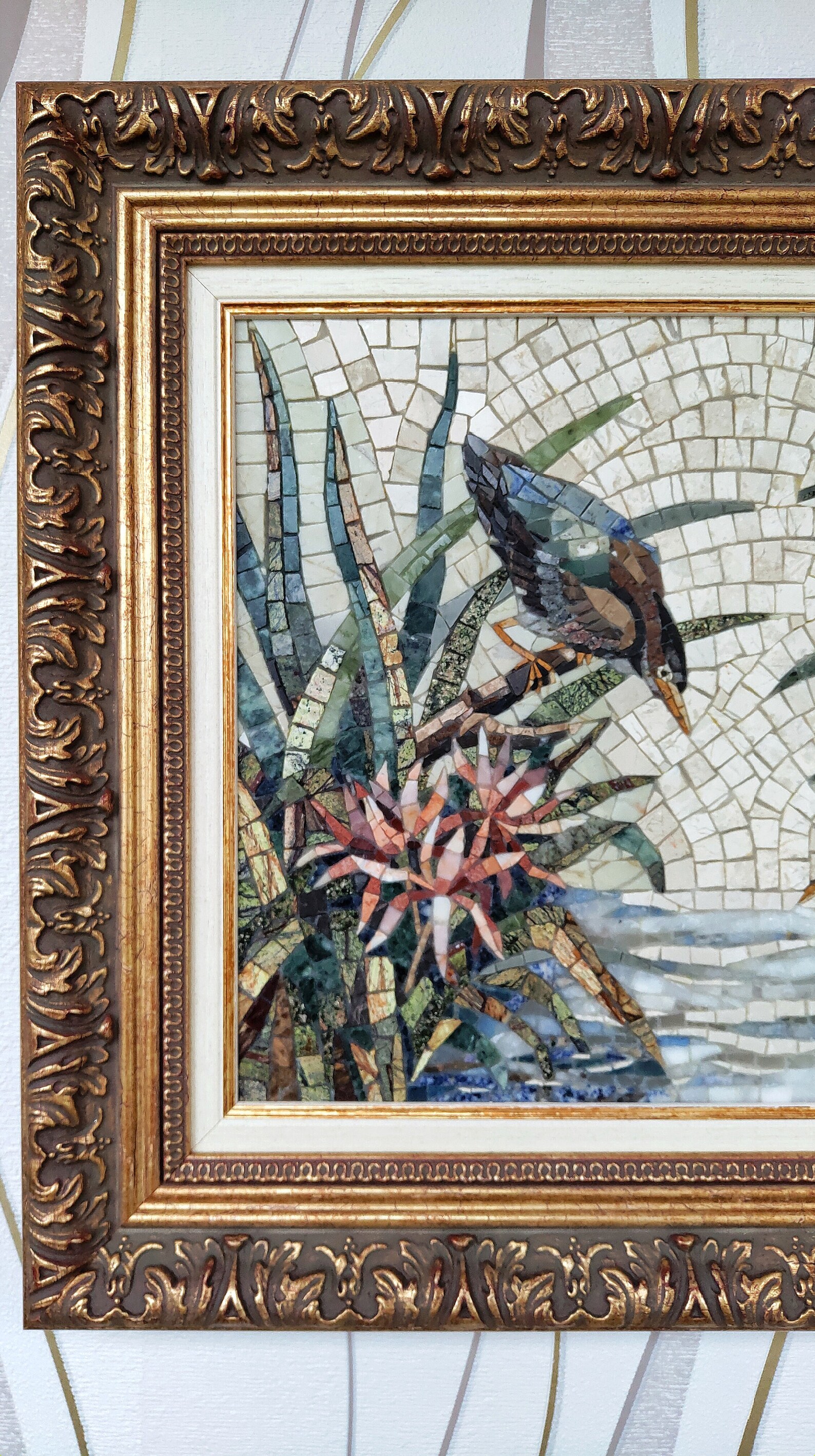 Marble Mosaic Handmade, Wall Art Birds Roman Mosaic, Home Decor Tiles ...