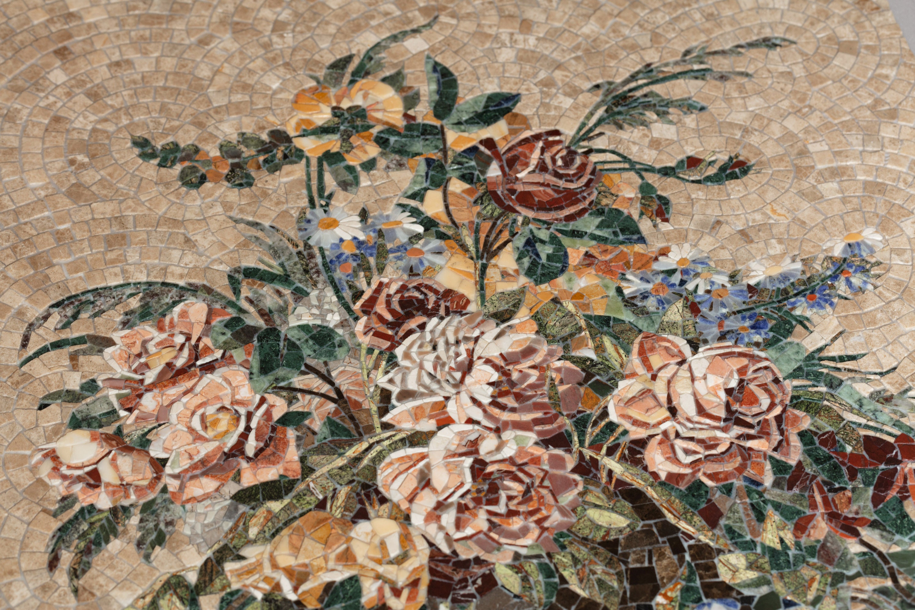 Roman Marble Mosaic Flowers Roses Stillife in Vase Decorative Tiles ...