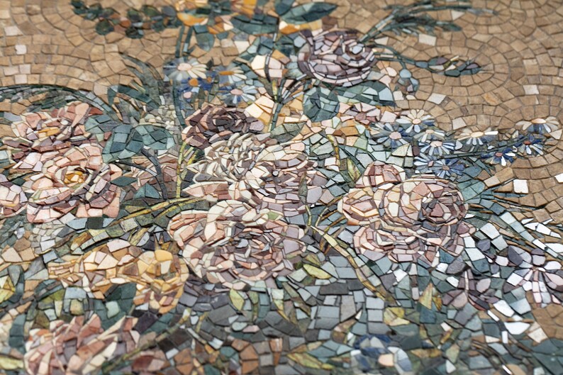 Roman Marble Mosaic Flowers Roses Stillife in Vase Decorative Tiles ...