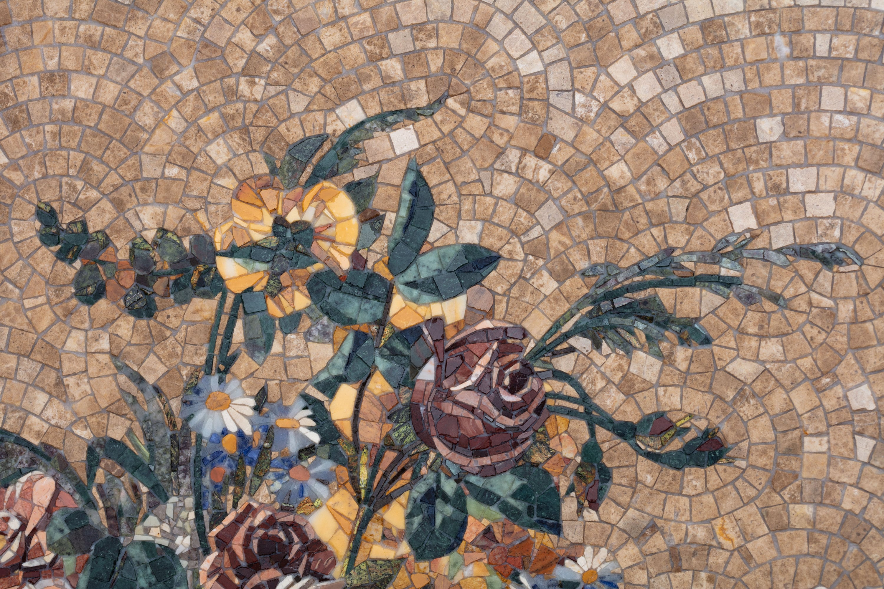 Roman Marble Mosaic Flowers Roses Stillife in Vase Decorative Tiles ...