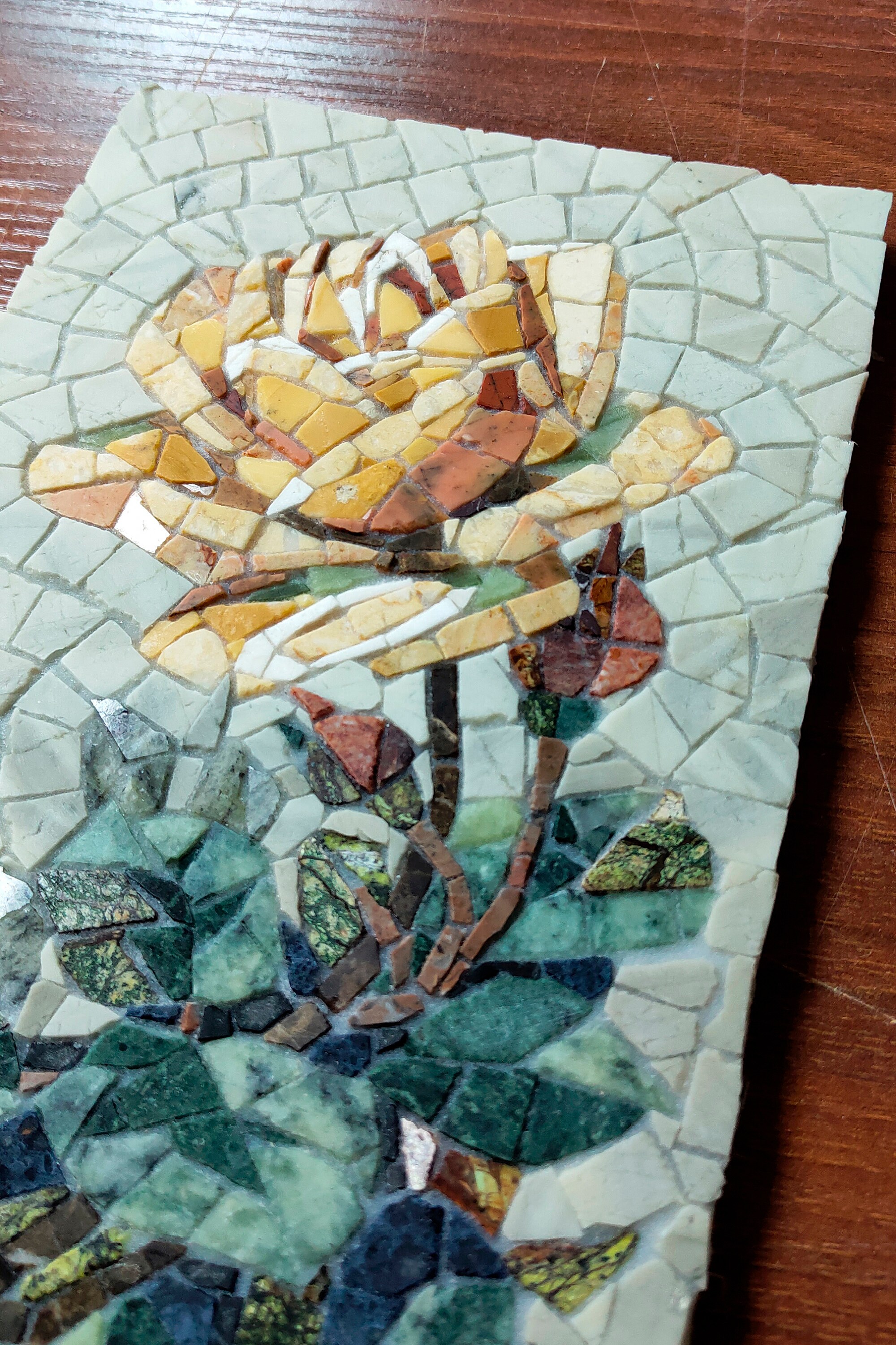 Marble Mosaic Flower, Mosaic Tiles Rose, Wall Decor Rose, Painting Rose ...