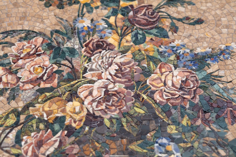Roman Marble Mosaic Flowers Roses Stillife in Vase Decorative Tiles ...