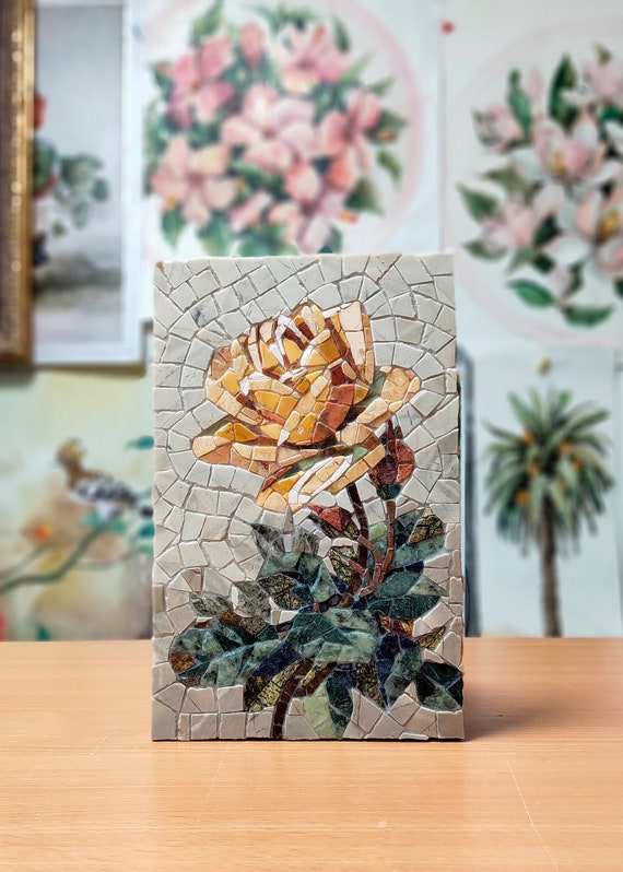 Marmo Mosaico Fiore Mosaico Piastrelle Rosa Muro Decor Rose | Etsy