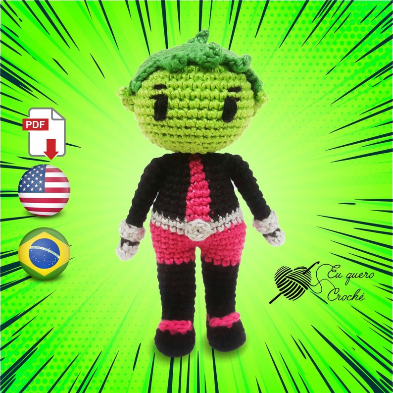 Beast Boy TT Toy Art Amigurumi Crochet Pattern PDF - Etsy