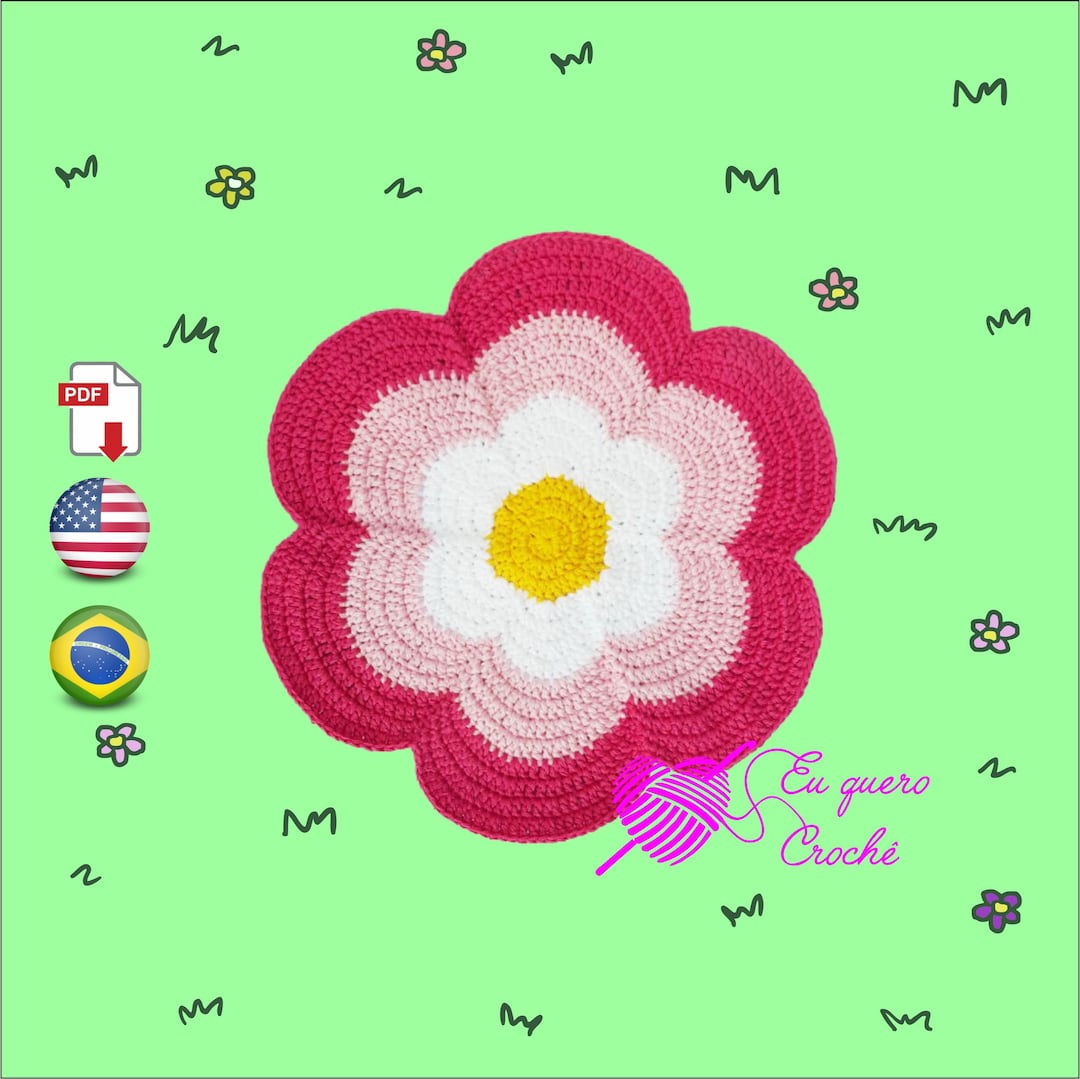 2D Flower Crochet Pattern PDF ONLY Lovey, Baby Blanket, Table ...