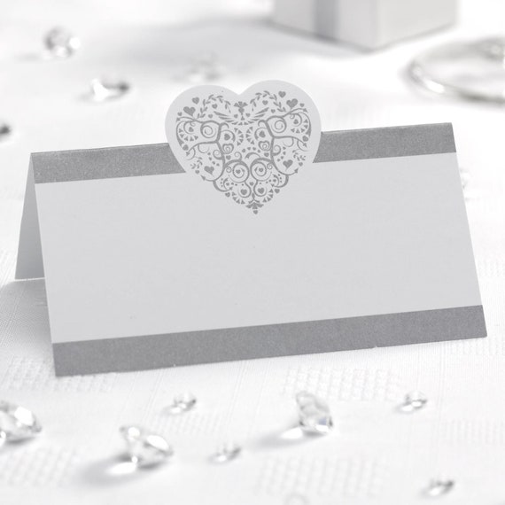 Silver Border Place Cards