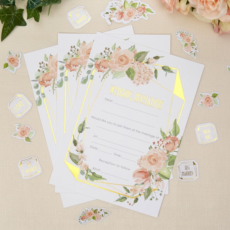 Geo Floral Wedding Invitation Wedding Invites Elegant - Etsy