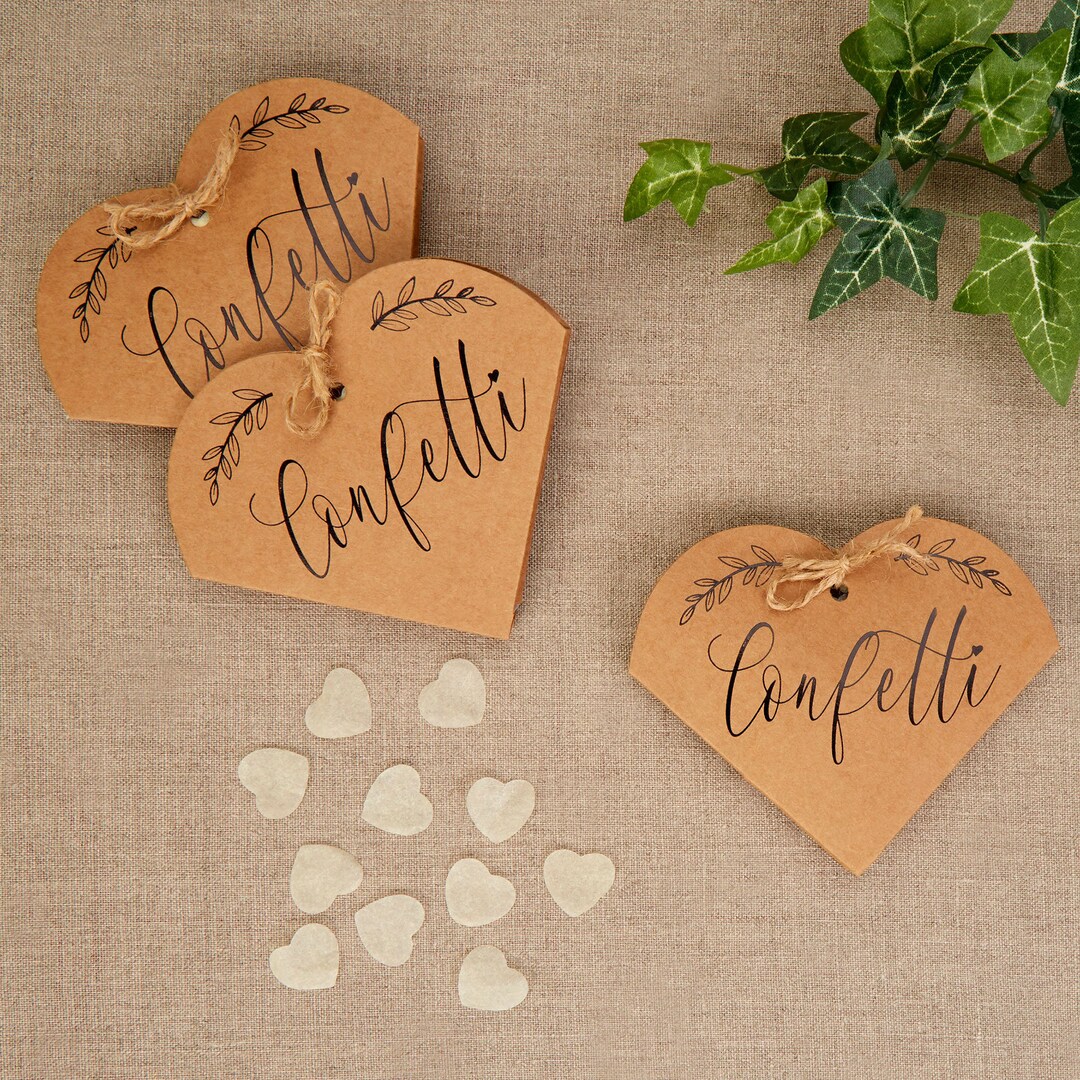 Hearts & Kraft Tissue Confetti, Biodegradable Wedding Confetti, Kraft ...