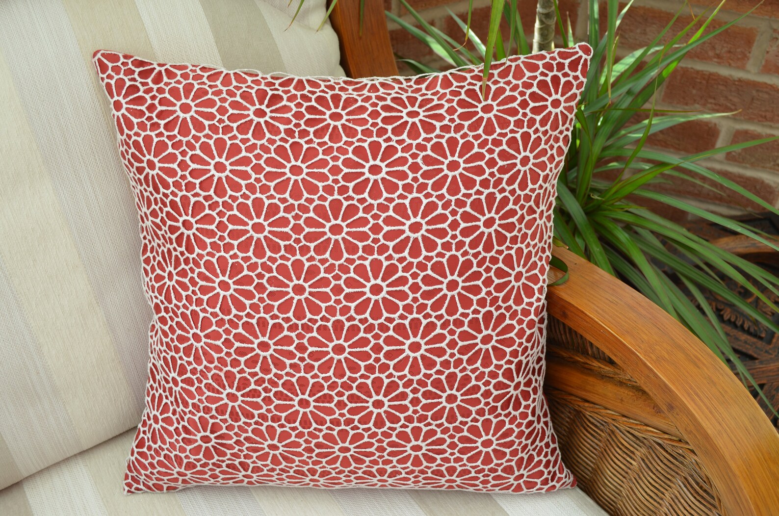 Decorative Pillow Cover, Red Pillowcase, Mother's Day Gift, Handmade ...