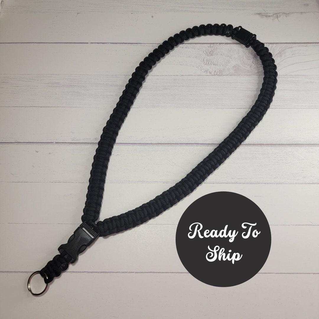 Black Paracord Lanyard, Ready to Ship Lanyard, Breakaway Buckle, Key ...