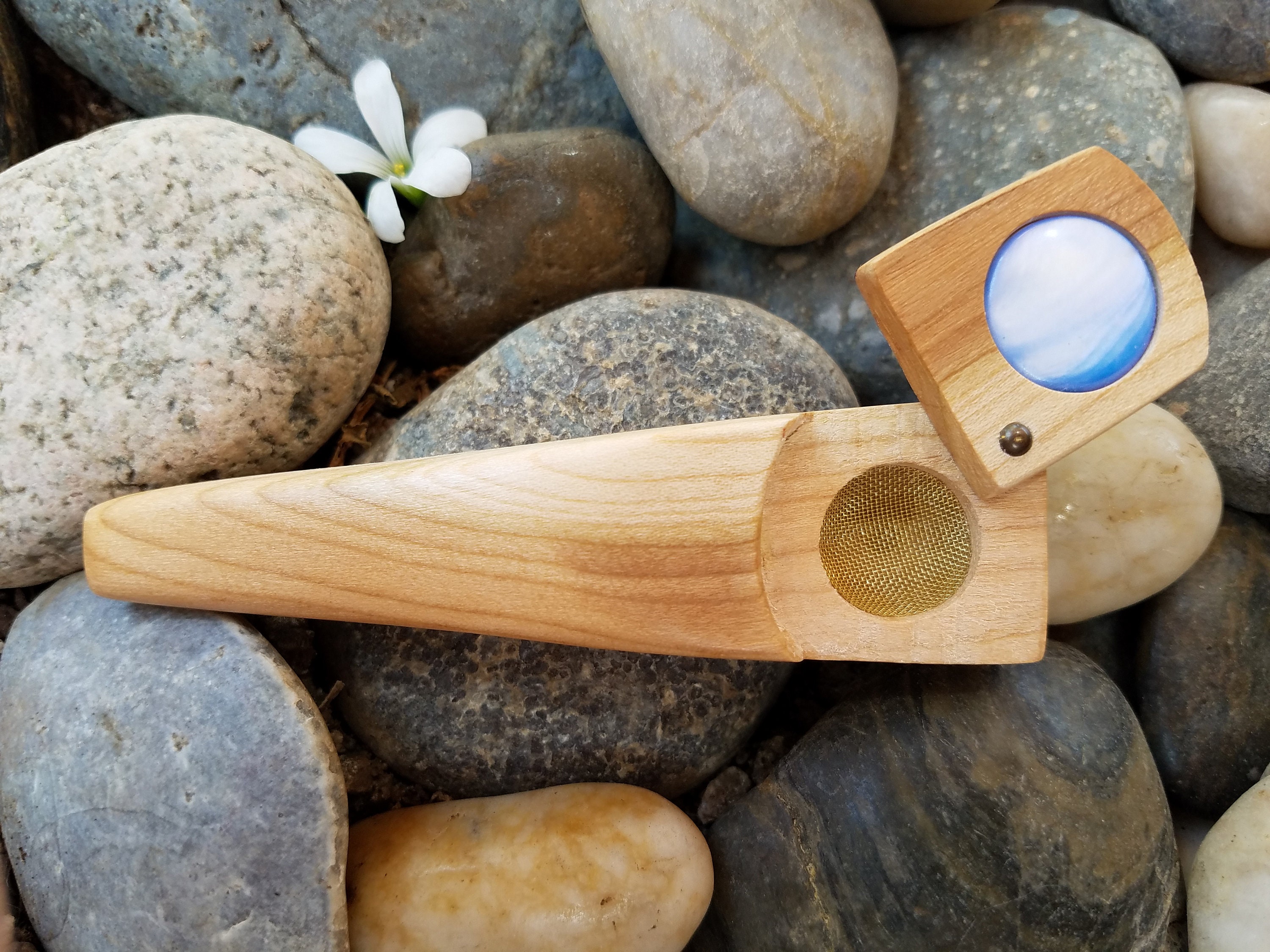 Blue Mother of Pearl Pocket Pipe