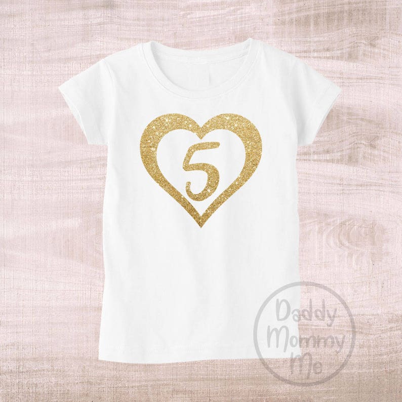 Five Year Old Birthday Shirt 5 Heart Birthday 5th Birthday - Etsy