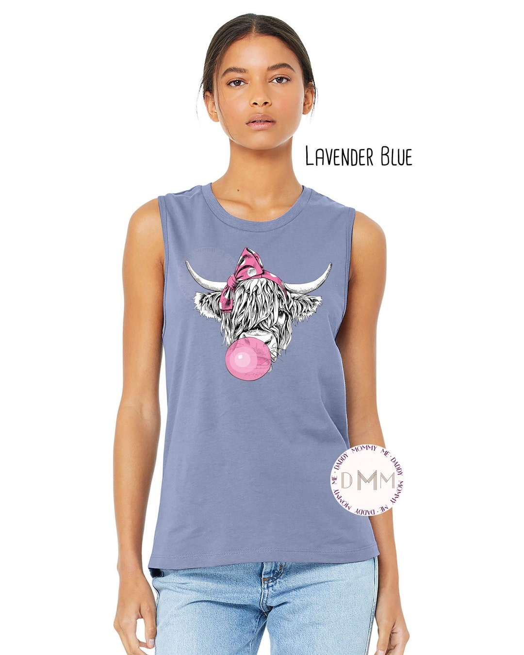 Bubble Gum Cow Muscle Tank Top, Cute Cow Tank Top for Women, Cow Ladies ...