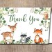 Woodland Thank You Card Printable Greenery Woodland Animals - Etsy
