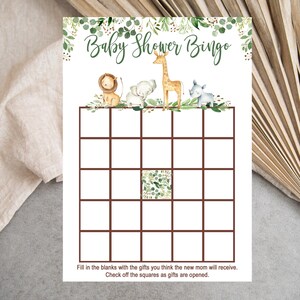 Safari Baby Shower Bingo Game, Boy Girl Gender Neutral Safari Animals ...