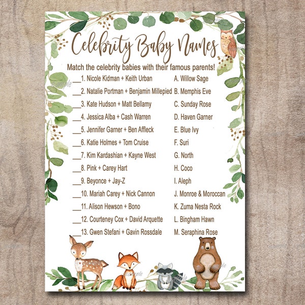 Celebrity Baby Game - Etsy