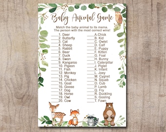 Woodland Baby Shower Game, Name the Baby Animal Game, Gender Neutral ...
