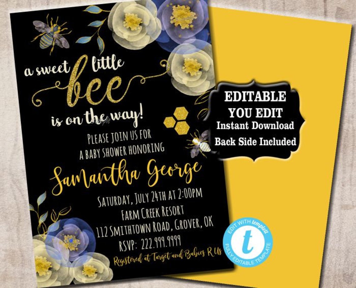 Bee Baby Shower Invitation Neutral Bee Baby Shower | Etsy
