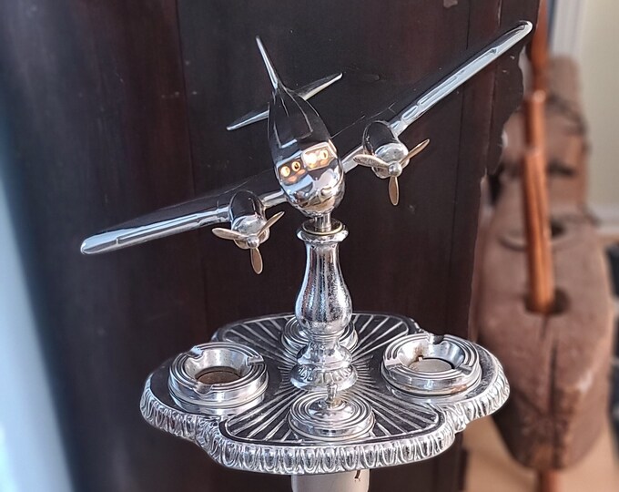 1950s Art Deco Chrome DC-3 Airplane Ashtray Stand Made by the ...