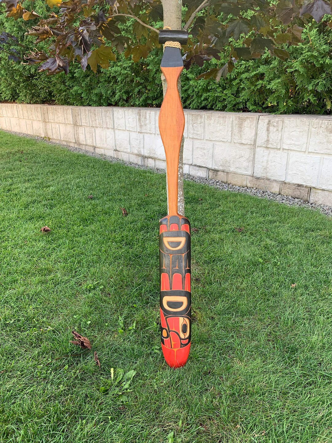 Decorative Indigenous Ceremonial Dancing Paddle Carved in the Style of ...