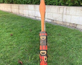 Decorative Indigenous Ceremonial Dancing Paddle Carved in the Style of ...