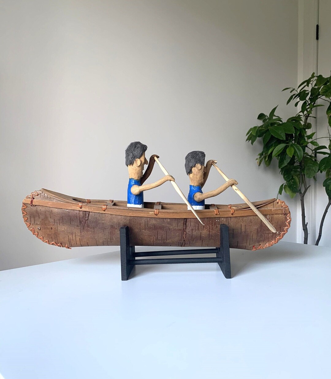 Vintage Quebec Folk Art Canoe With the Richard Brothers montreal ...