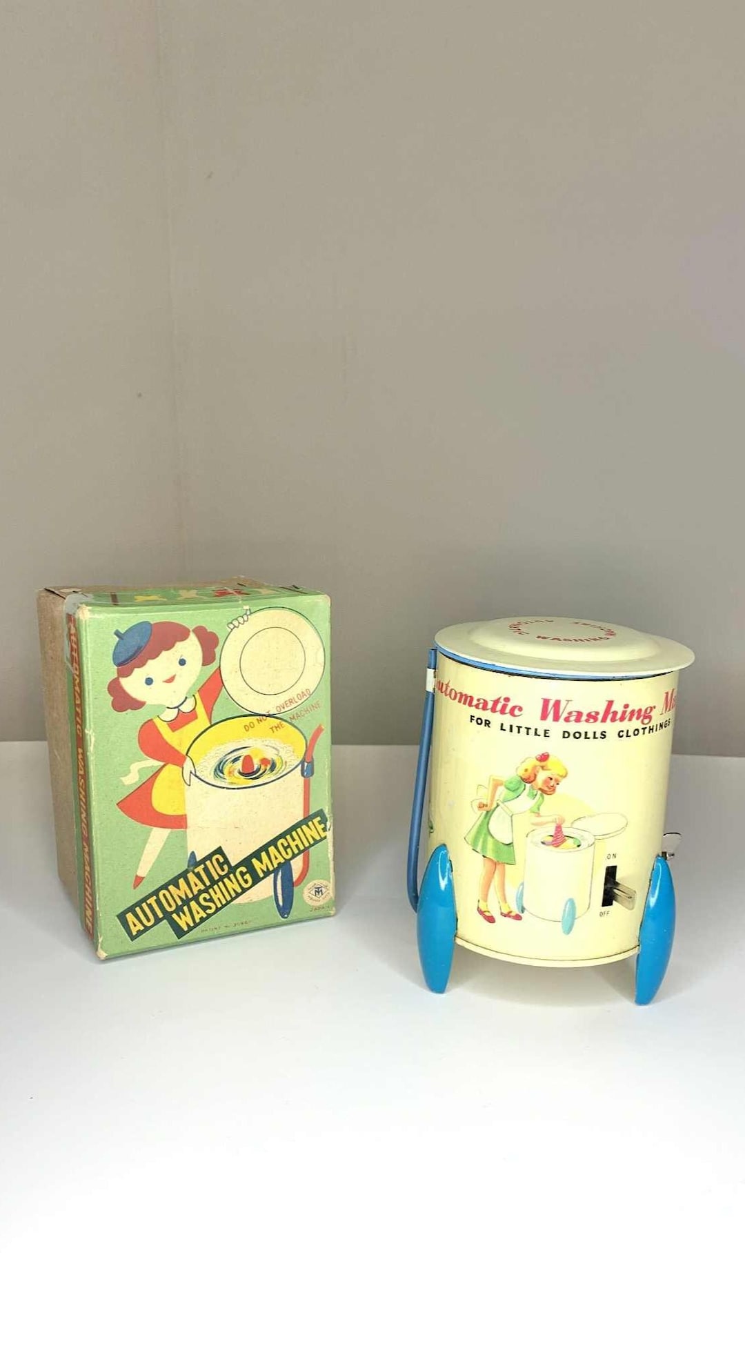 US Shipping Tariff Free - Vintage Japan Tin Automatic Washing Machine ...