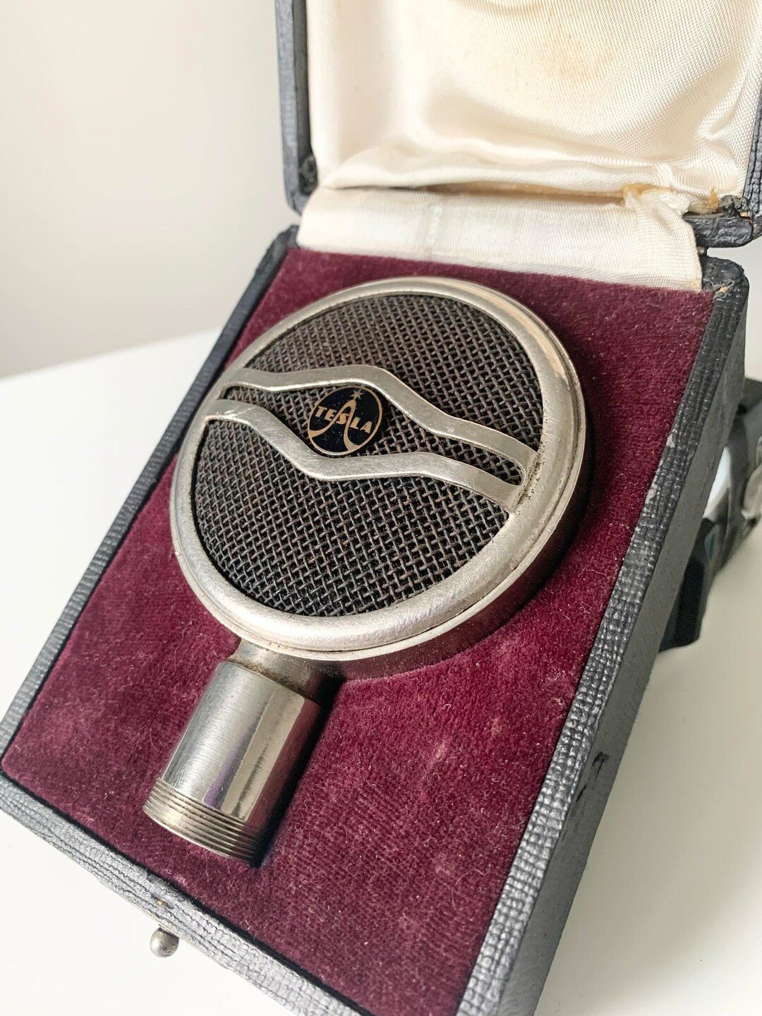 Vintage Crystal Microphone Tesla With Box Retro Design 1950-60s ...