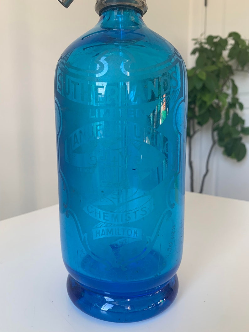 Antique Blue Soda Bottle Siphon Sutherland Manufacturing Hamilton ...