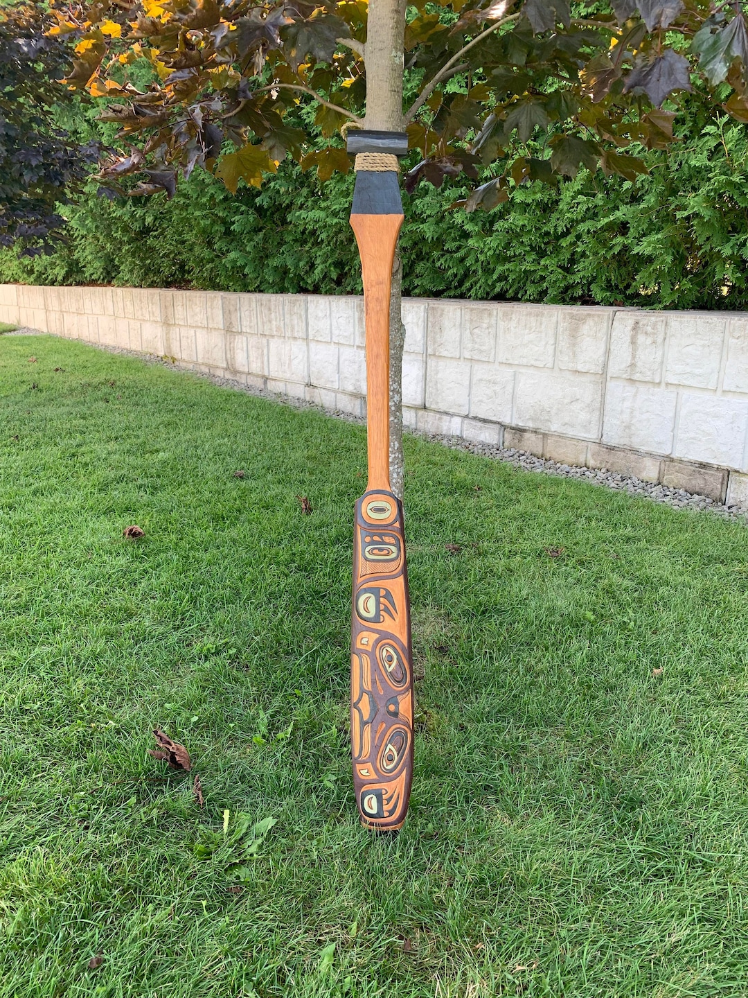 Decorative Indigenous Ceremonial Dancing Paddle Carved in the Style of ...