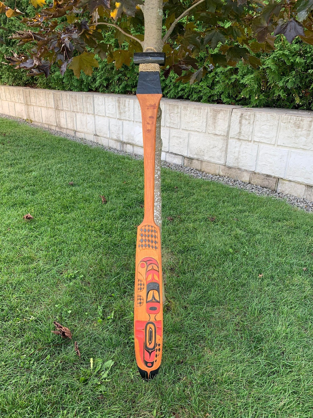 Decorative Indigenous Ceremonial Dancing Paddle Carved in the Style of ...