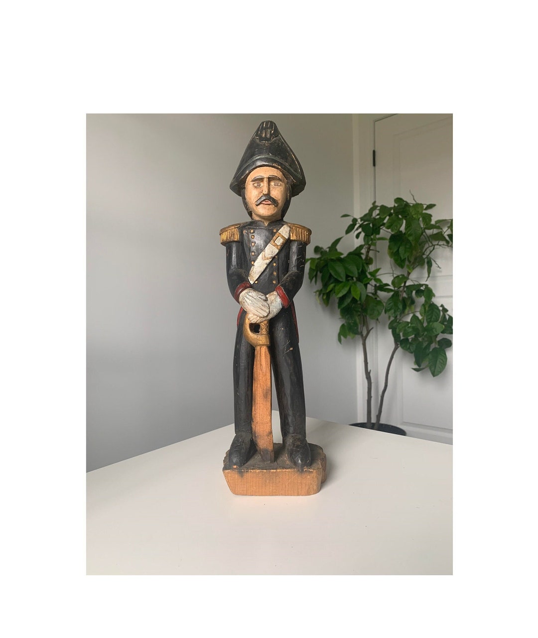 Folk Art Carved Wooden Soldier in Uniform With Sword - Etsy