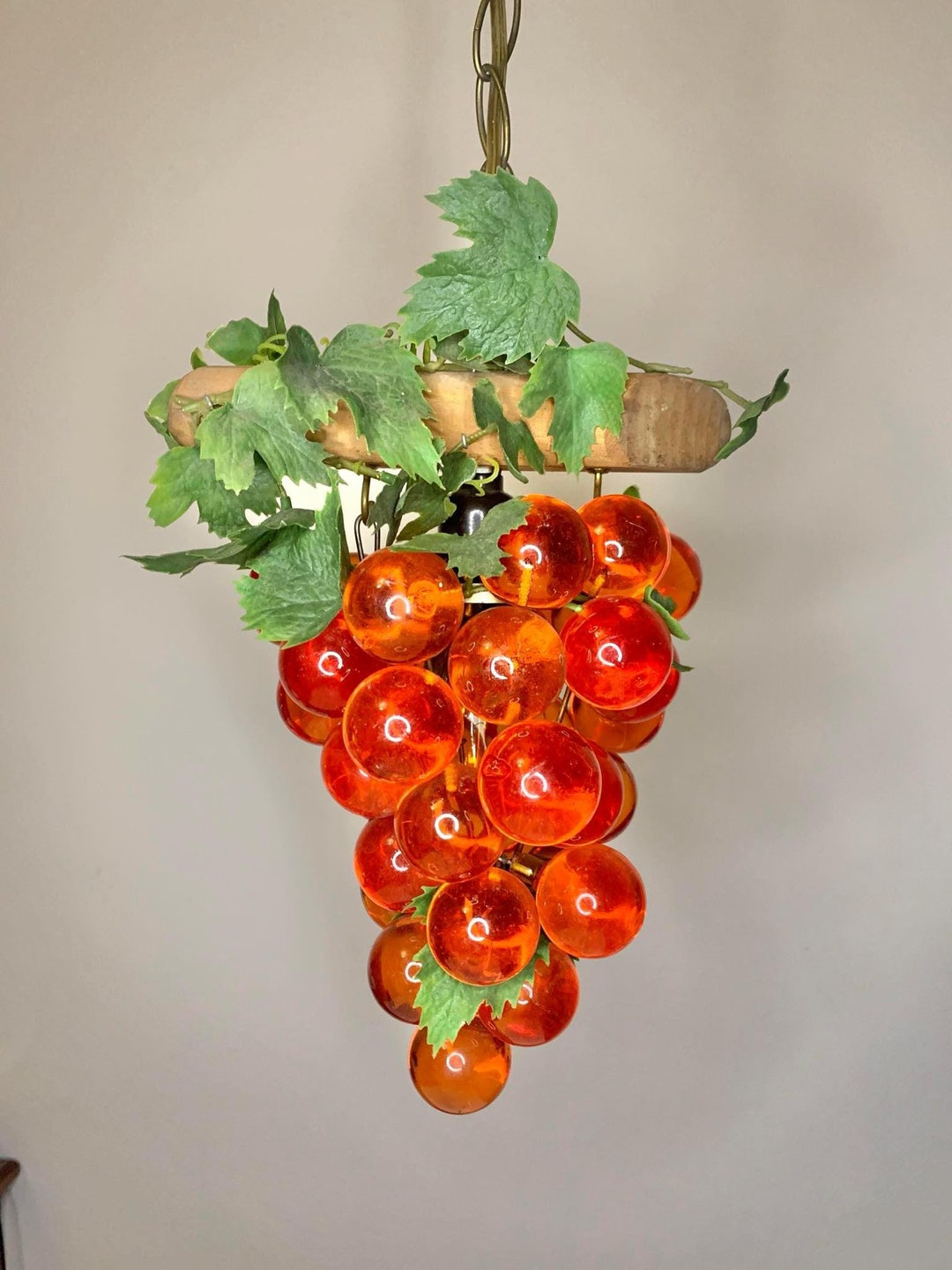 Vintage 1970s MCM Lucite Grape Cluster Hanging Light 13" Tall - Fixed ...