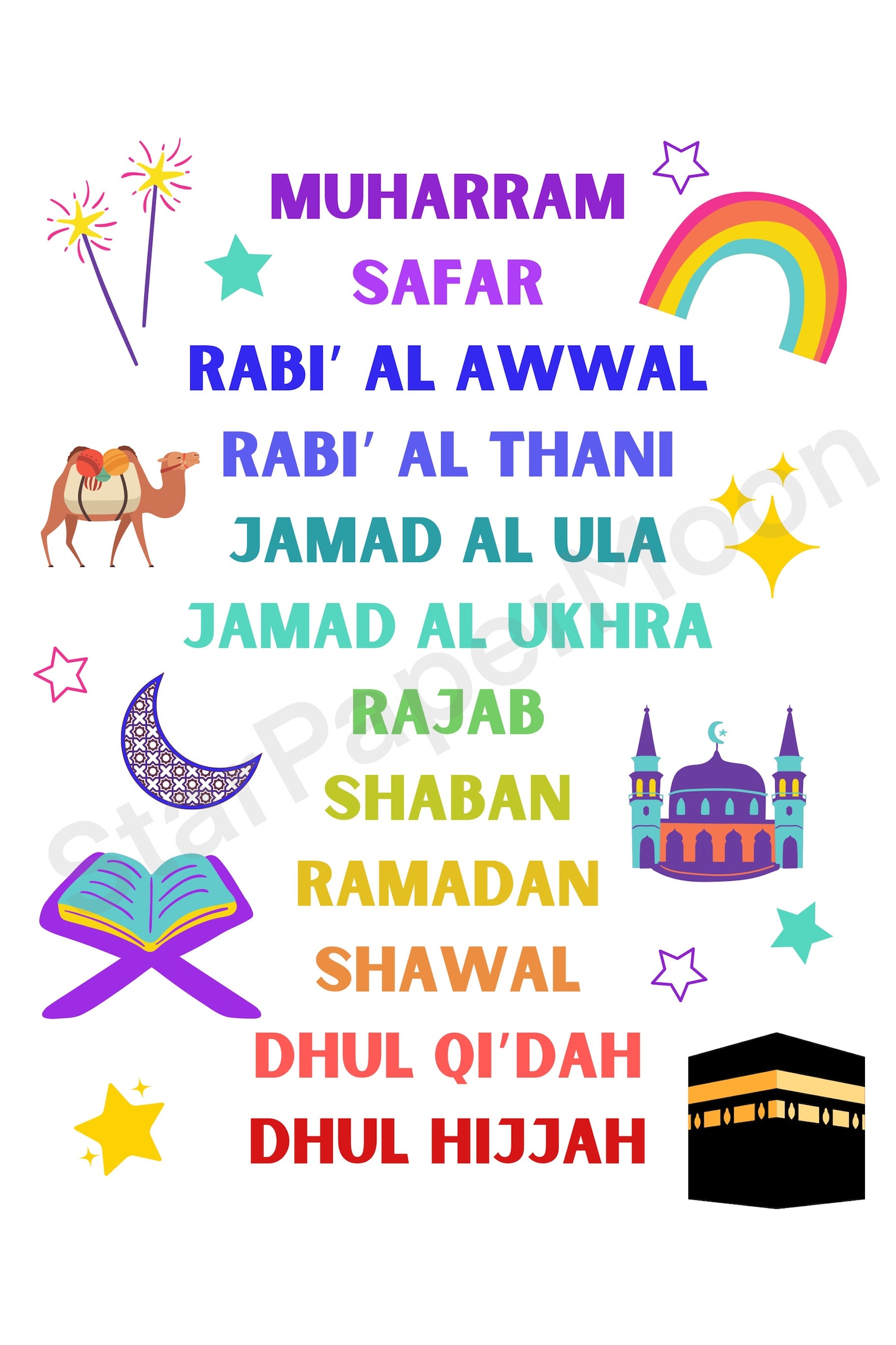 Islamic Months Printable for Kids - Etsy