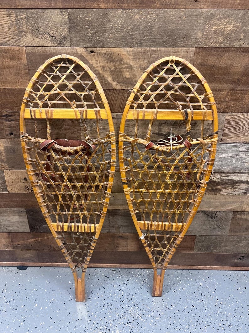 Vintage Wooden Snowshoes - Etsy