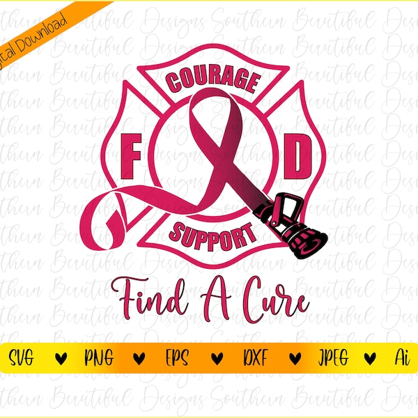 Breast Cancer Awareness Fire Dept - Etsy