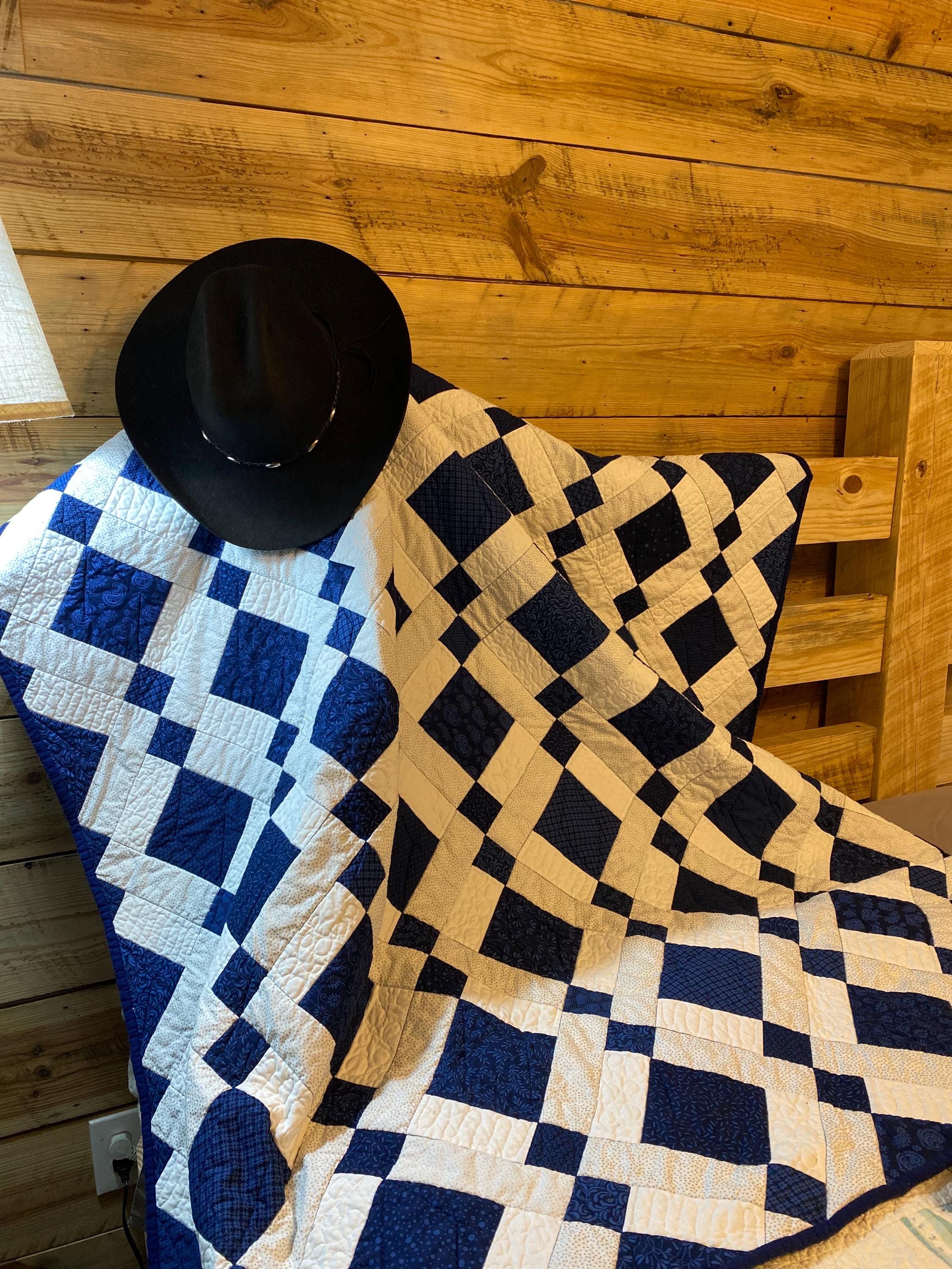 Handmade Blue Diamonds Quilt – Chandelier Patchwork Pattern – Cozy ...