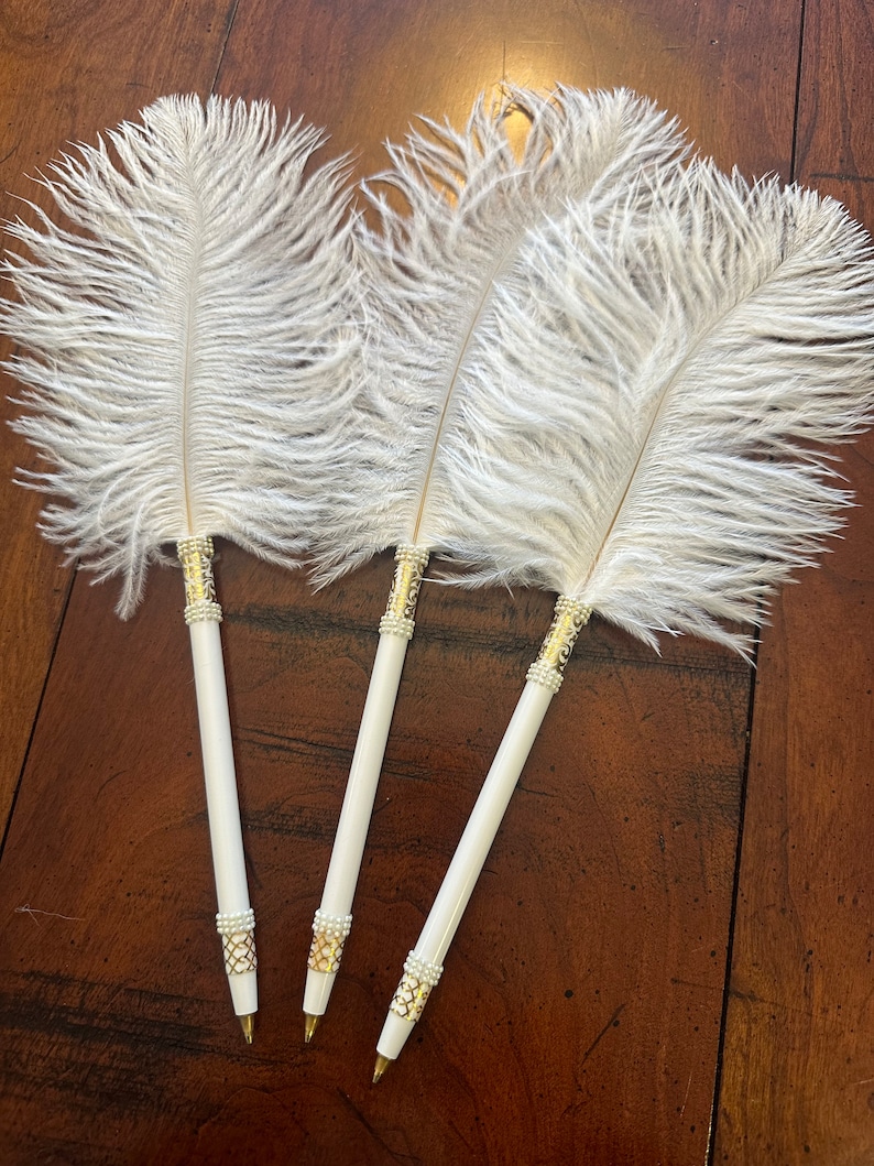 Handmade Ostrich Feather Pens G1 PEN all White Pen/white - Etsy